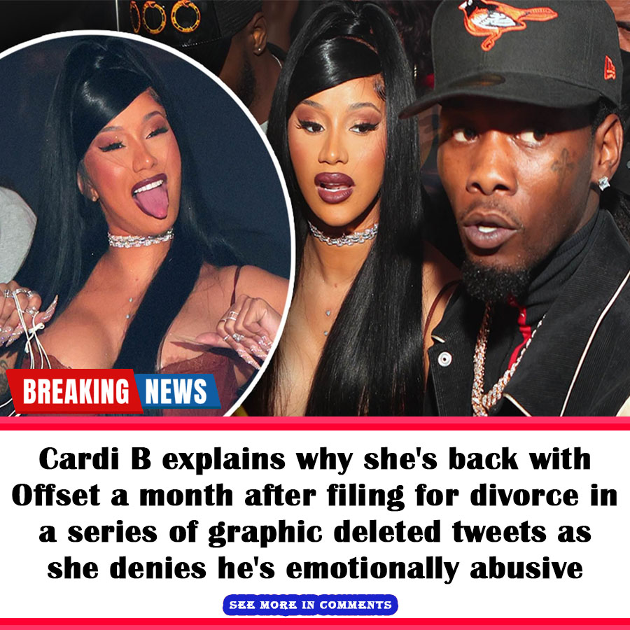 Cardi B explains why she's back with Offset a month after filing for divorce in a series of ...