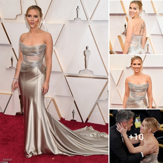 A Dazzling Sight: Scarlett Johansson Shines in Glittering Oscar de la Renta Ensemble at the ...