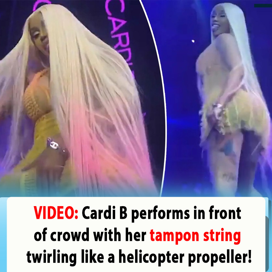 Video: Cardi B performs in front of crowd with her tampon string twirling like a helicopter ...