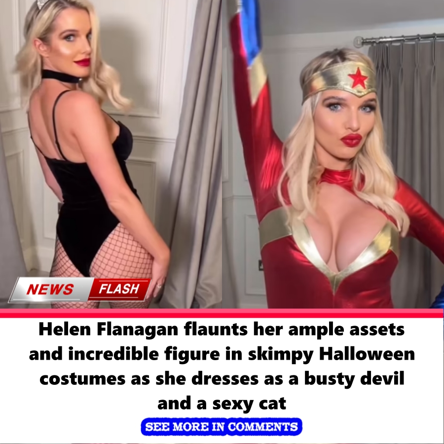 Helen Flanagan flaunts her ample assets and incredible figure in skimpy Halloween costumes as ...