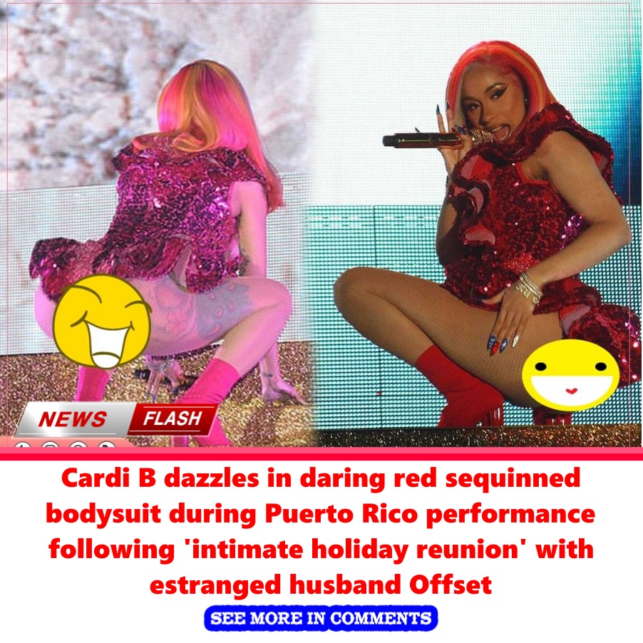 Cardi B dazzles in daring red sequinned bodysuit during Puerto Rico performance following ...