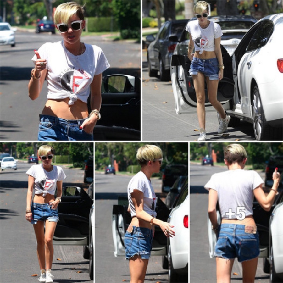 Unleashing her bold fashion sense: Miley Cyrus flaunts her toned legs ...