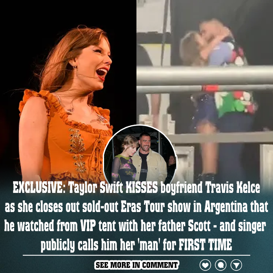 EXCLUSIVE: Taylor Swift KISSES boyfriend Travis Kelce as she closes out ...