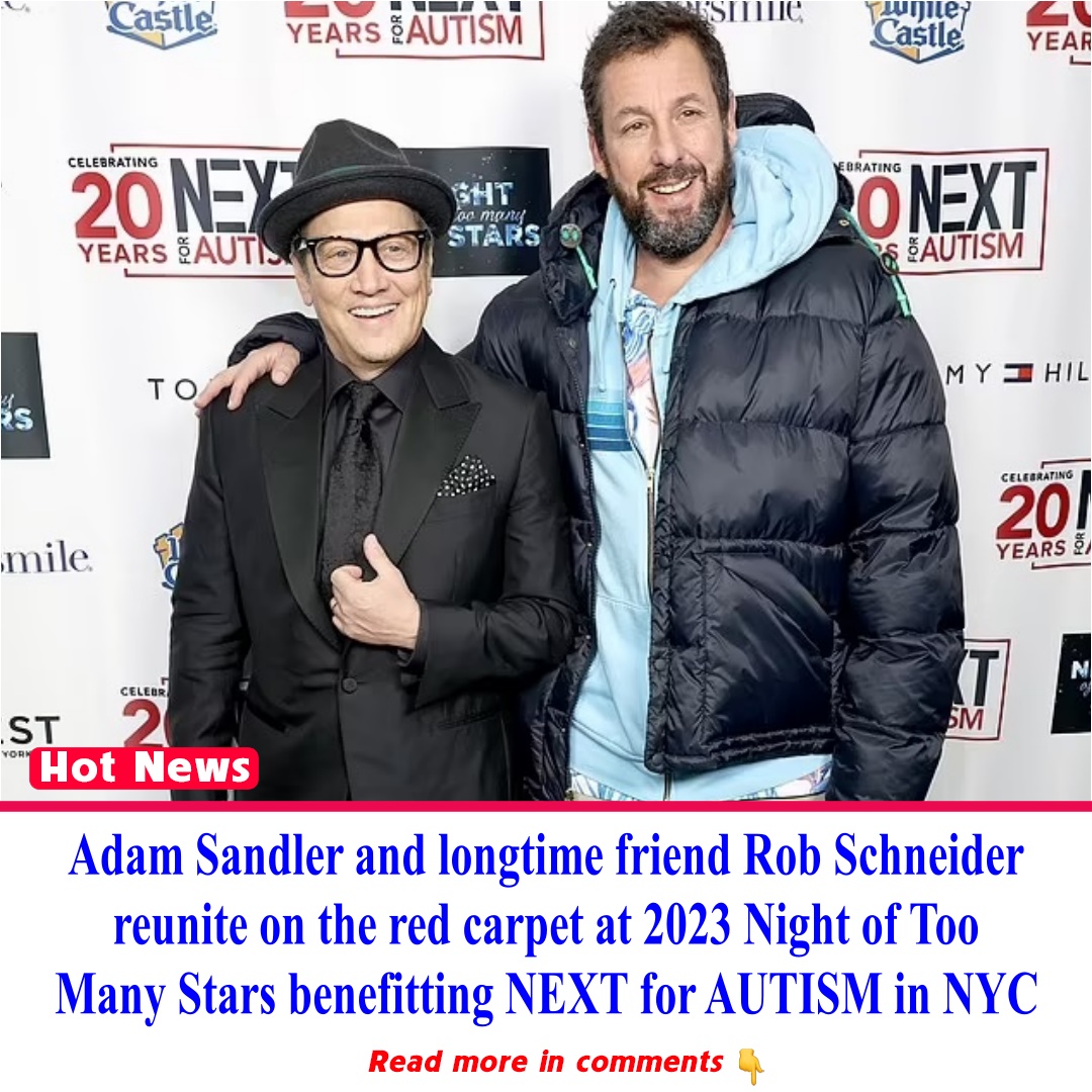 Adam Sandler and longtime friend Rob Schneider reunite on the red ...