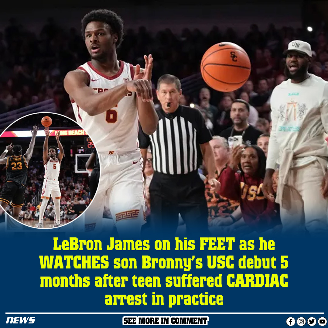 LeBron James on his FEET as he WATCHES son Bronny’s USC debut 5 months ...