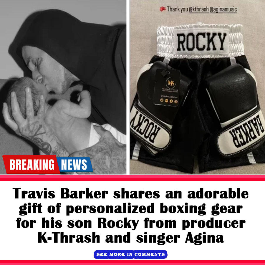 Travis Barker shares an adorable gift of personalized boxing gear for ...