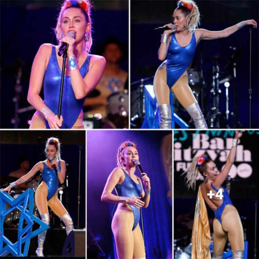 Miley Cyrus Dazzles in a Blue Leotard and Silver Thigh-High Boots, Raising Awareness for a ...