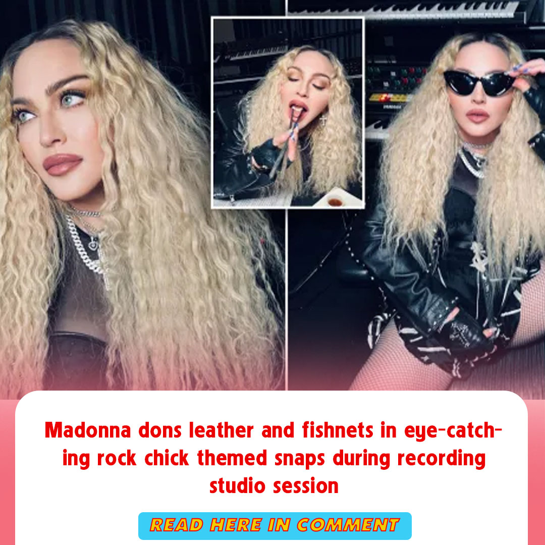 Madonna dons leather and fishnets in eye-catching rock chick themed ...
