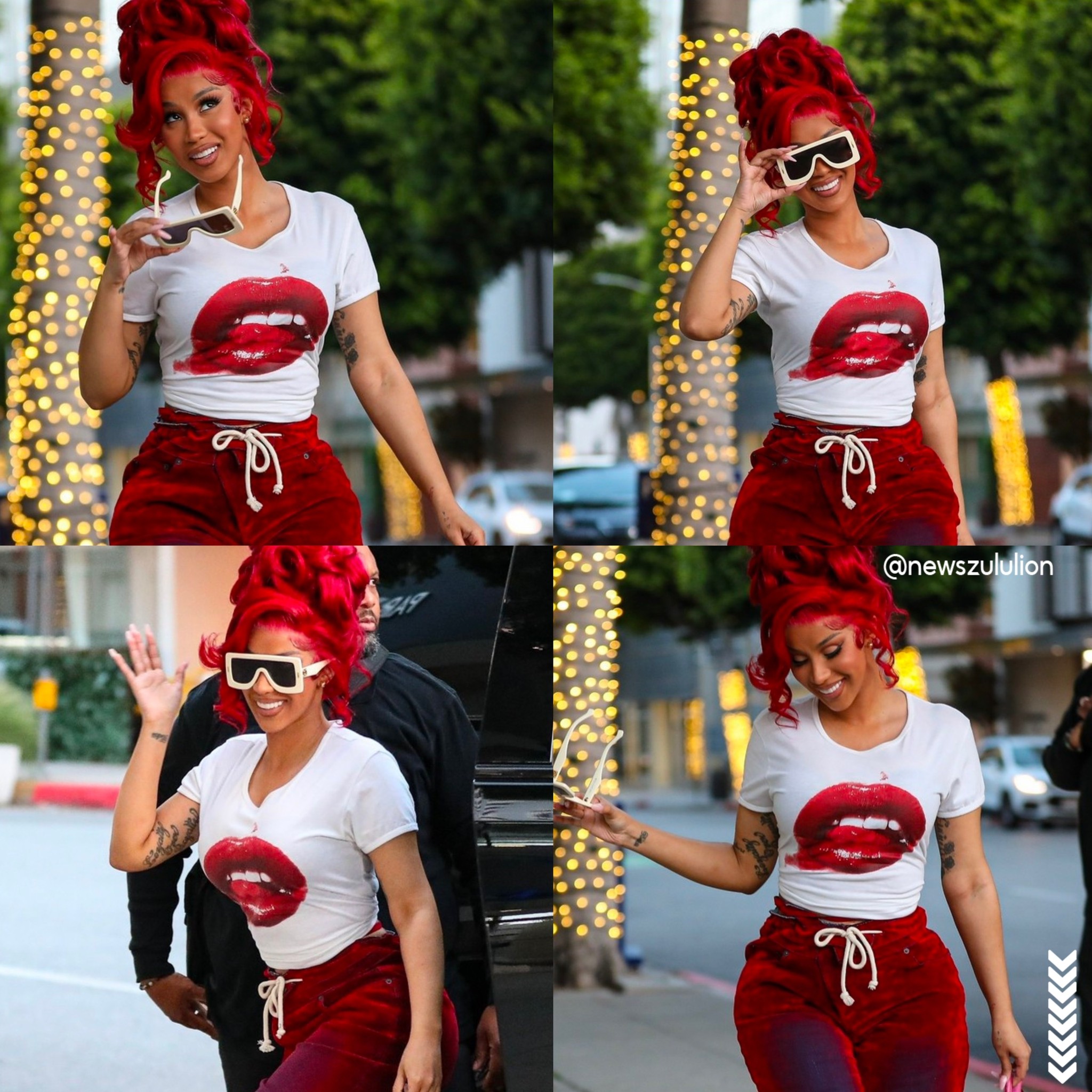 Cardi B changes her look and dyes her hair red to meet a mystery person ...