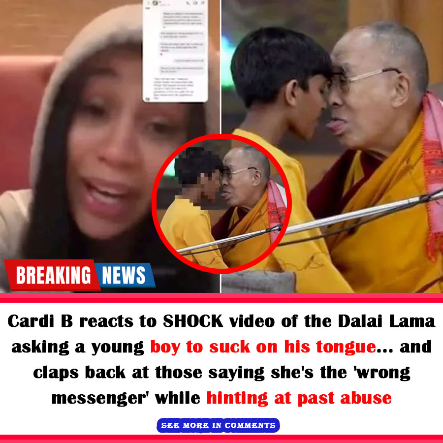 Cardi B reacts to SHOCK video of the Dalai Lama asking a young boy to ...