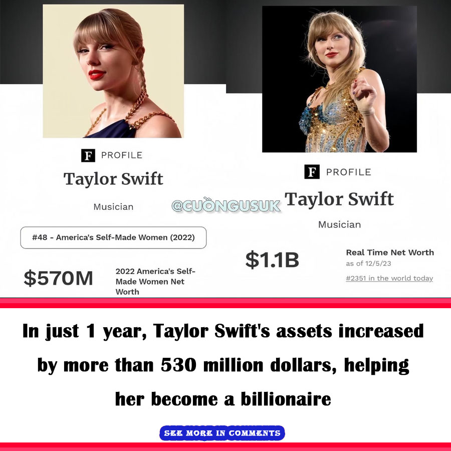 Taylor Swift became a billionaire, her assets exceeded 1.1 billion USD ...