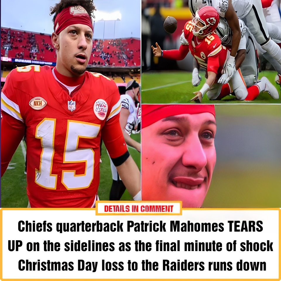 Chiefs quarterback Patrick Mahomes TEARS UP on the sidelines as the ...