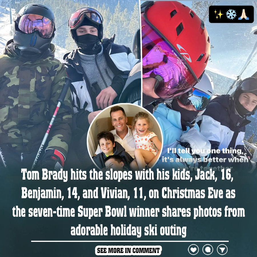Tom Brady hits the slopes with his kids, Jack, 16, Benjamin, 14, and ...