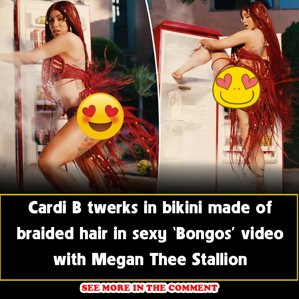 Cardi B twerks in bikini made of braided hair in sexy ‘Bongos’ video with Megan Thee Stallion - News