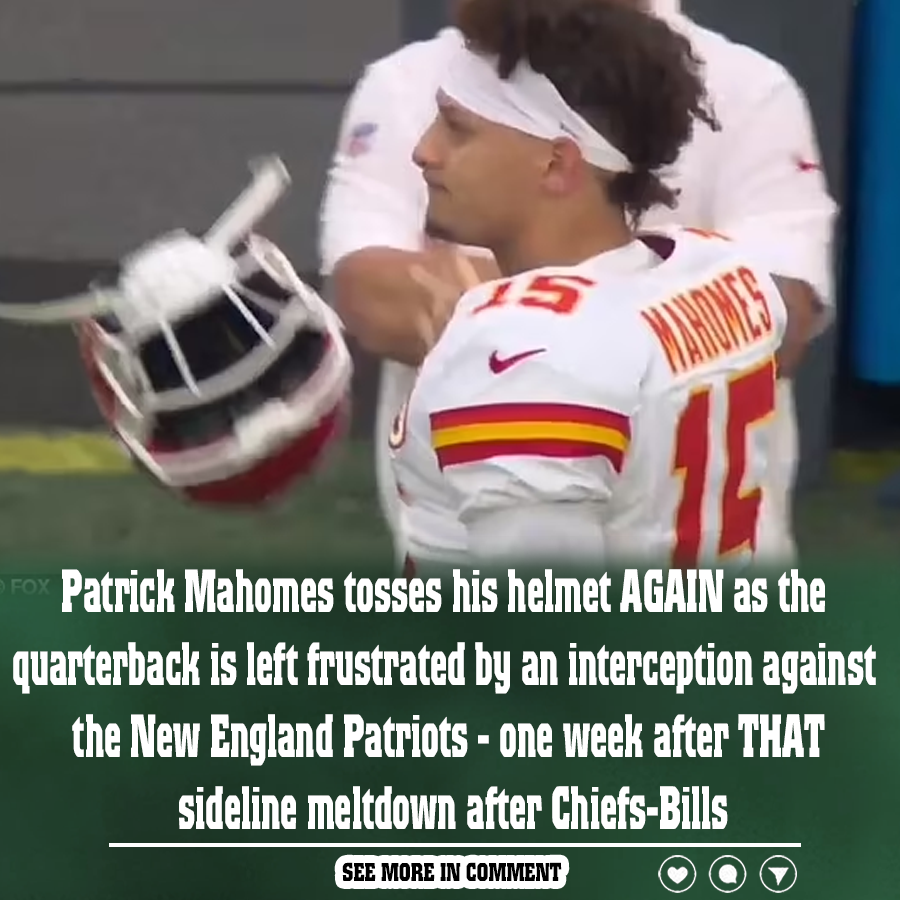 Patrick Mahomes tosses his helmet AGAIN as the quarterback is left ...
