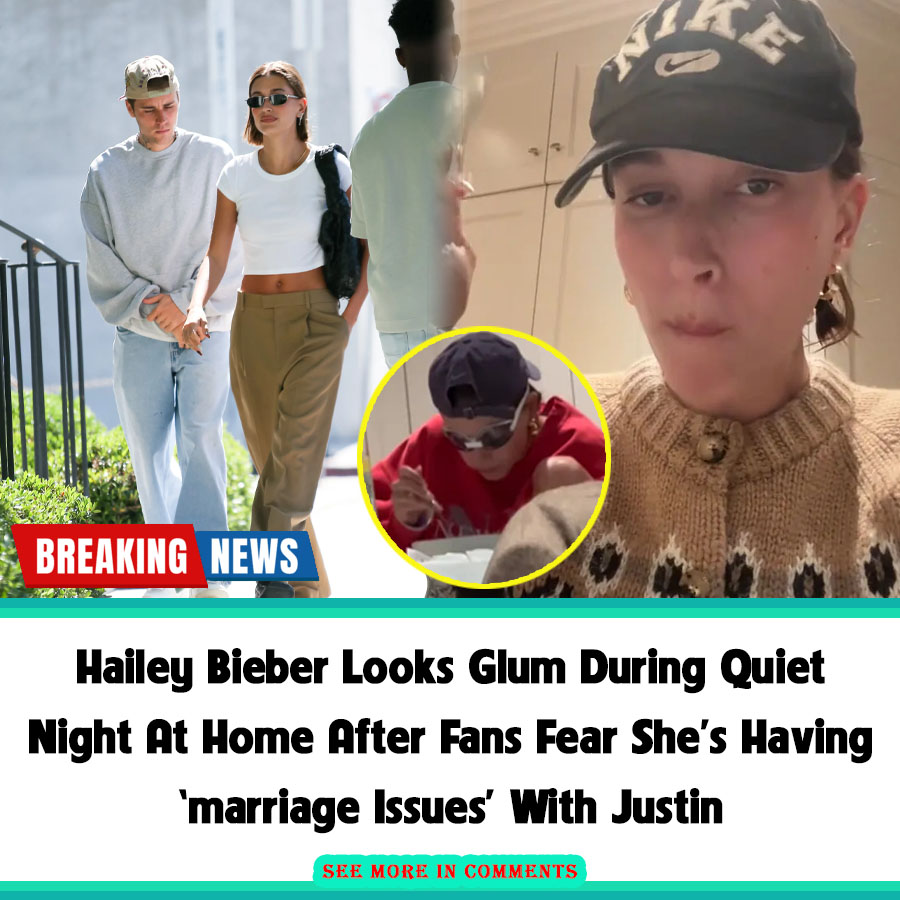 Hailey Bieber looks glum during quiet night at home after fans fear she ...