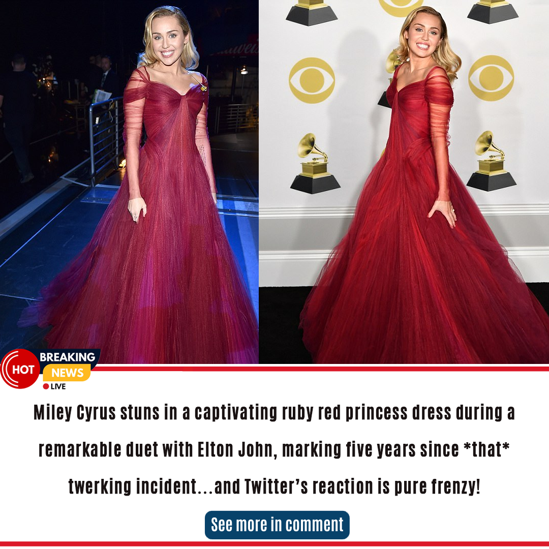Oh, the Transformation! Miley Cyrus stuns in a captivating ruby red ...