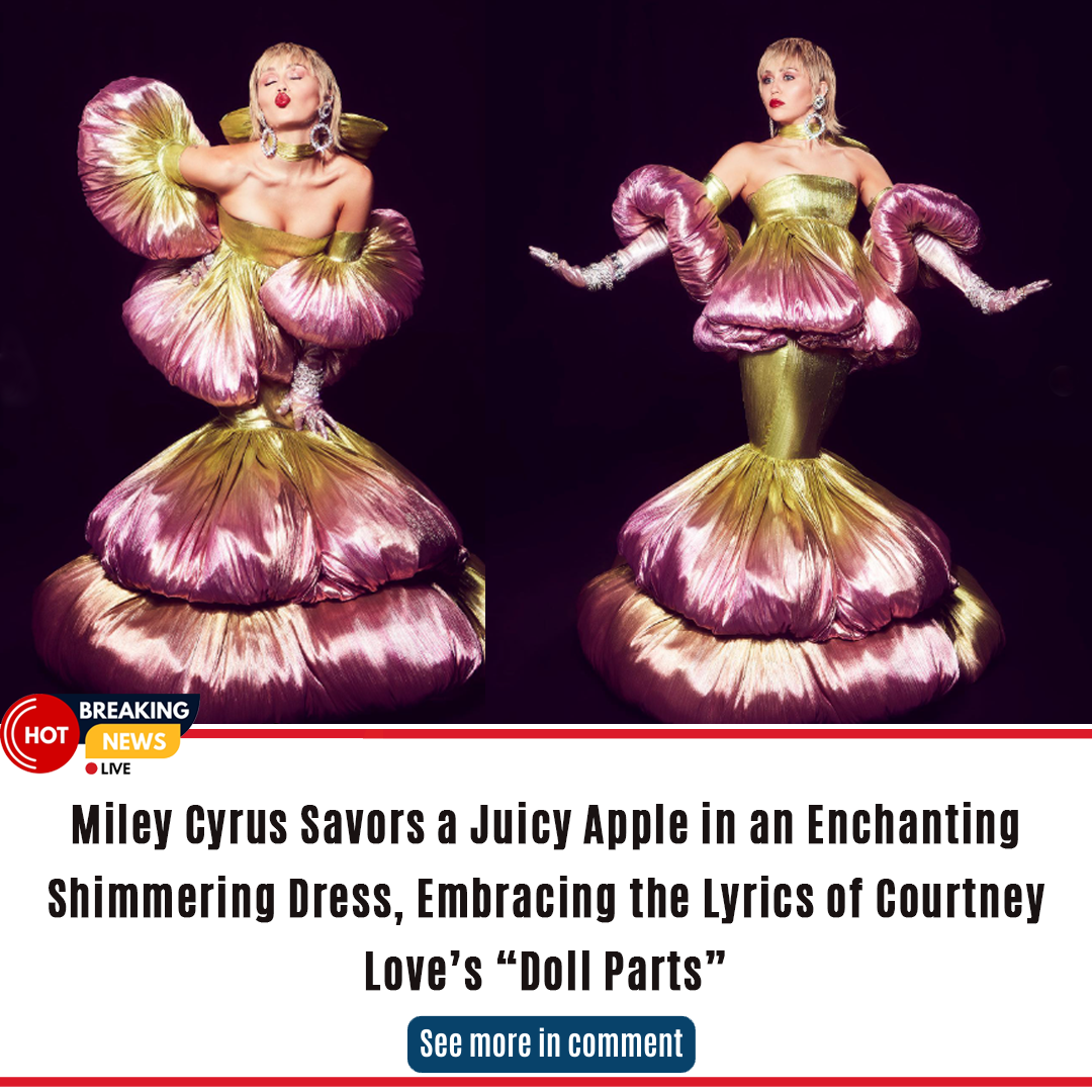 Miley Cyrus Savors a Juicy Apple in an Enchanting Shimmering Dress ...