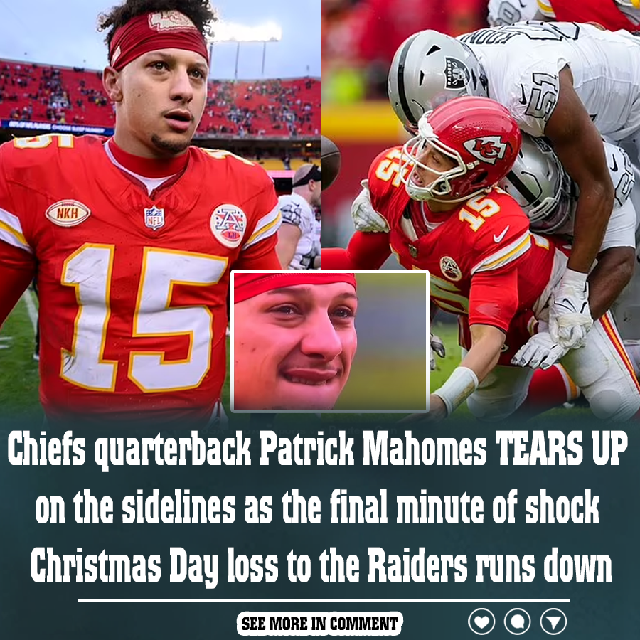 Chiefs quarterback Patrick Mahomes TEARS UP on the sidelines as the ...