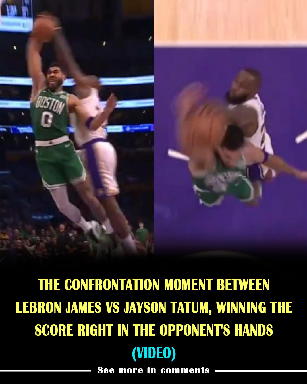 The confrontation moment between LEBRON JAMES vs JAYSON TATUM, winning ...