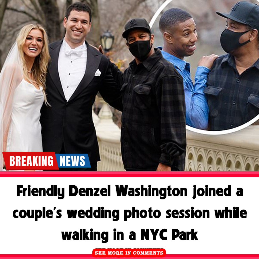 Friendly Denzel Washington joined a couple's wedding photo session ...