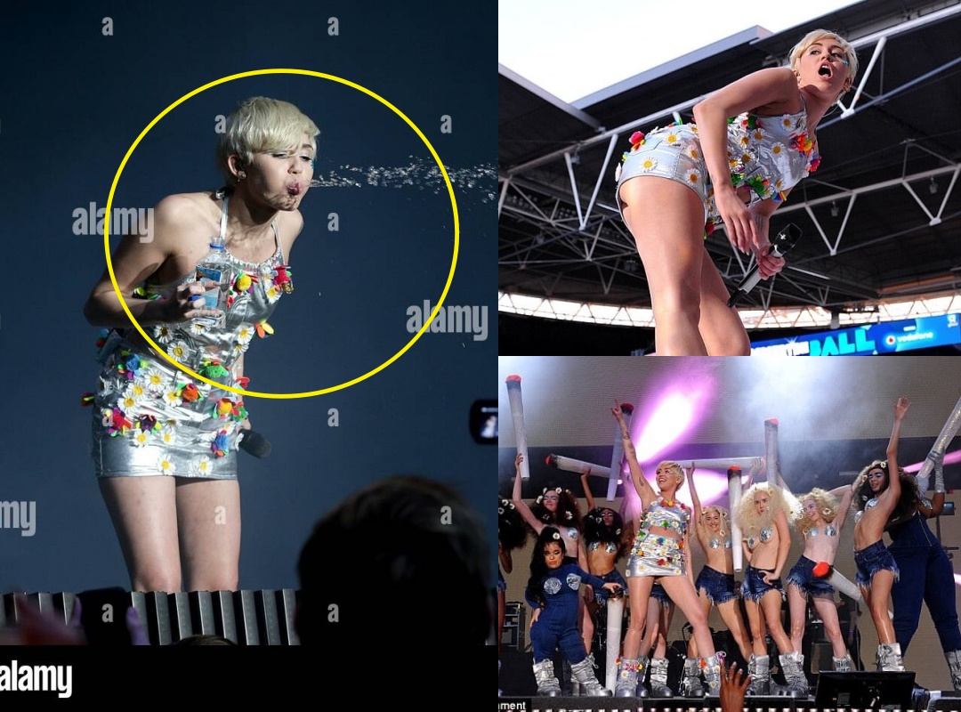 Oh My God! Miley Cyrus spat water into the audience’s face at the Capital FM Summer Extravaganza ...