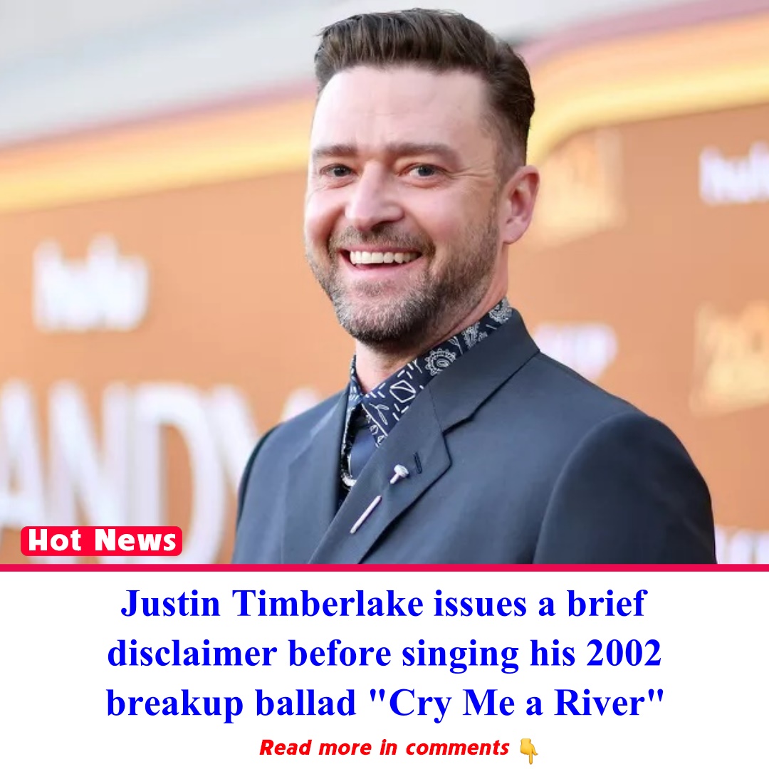 Justin Timberlake issues a brief disclaimer before singing his 2002 ...