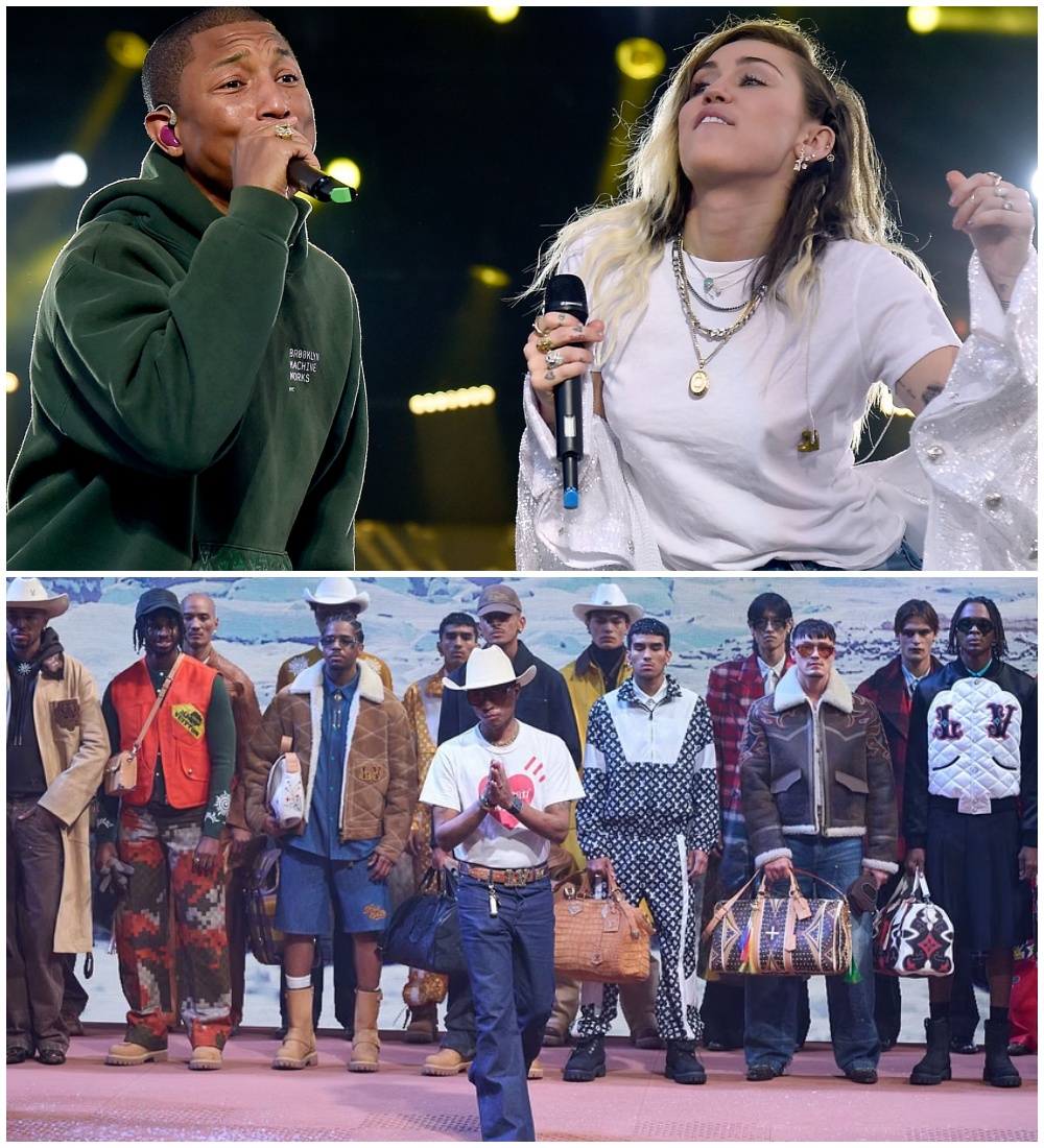 Pharrell previews unreleased Miley Cyrus collab at Louis Vuitton show ...