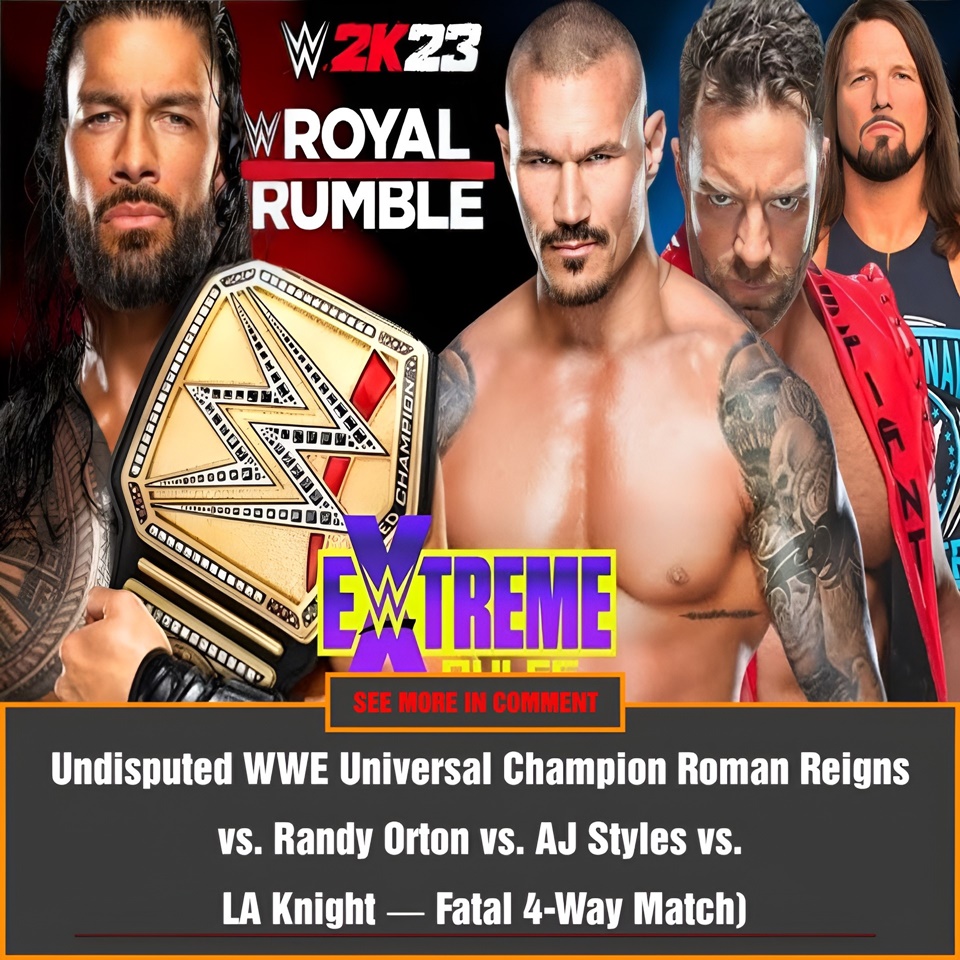 Undisputed WWE Universal Champion Roman Reigns vs. Randy Orton vs. AJ ...