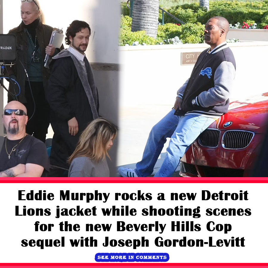 Eddie Murphy rocks a new Detroit Lions jacket while shooting scenes for ...