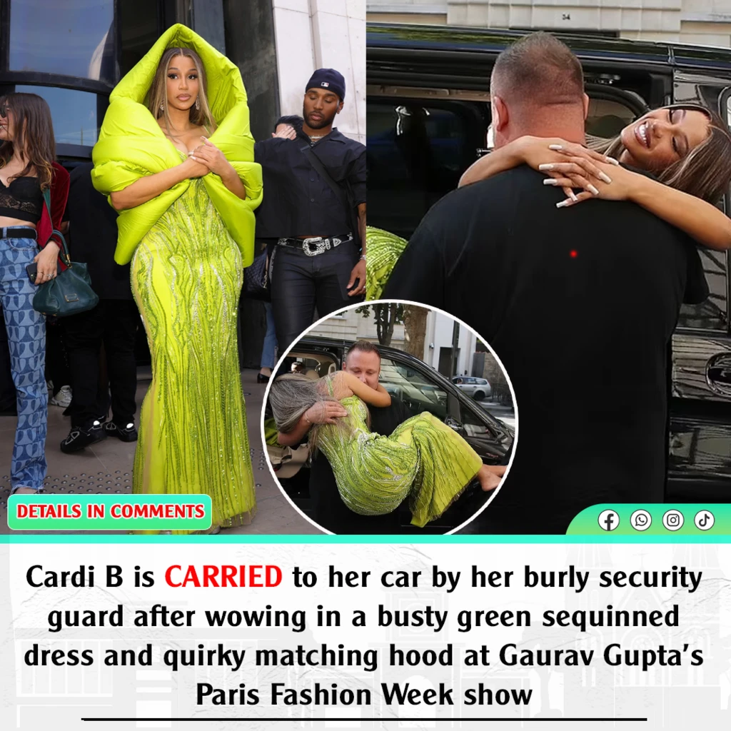 Cardi B is CARRIED to her car by her burly security guard after wowing ...