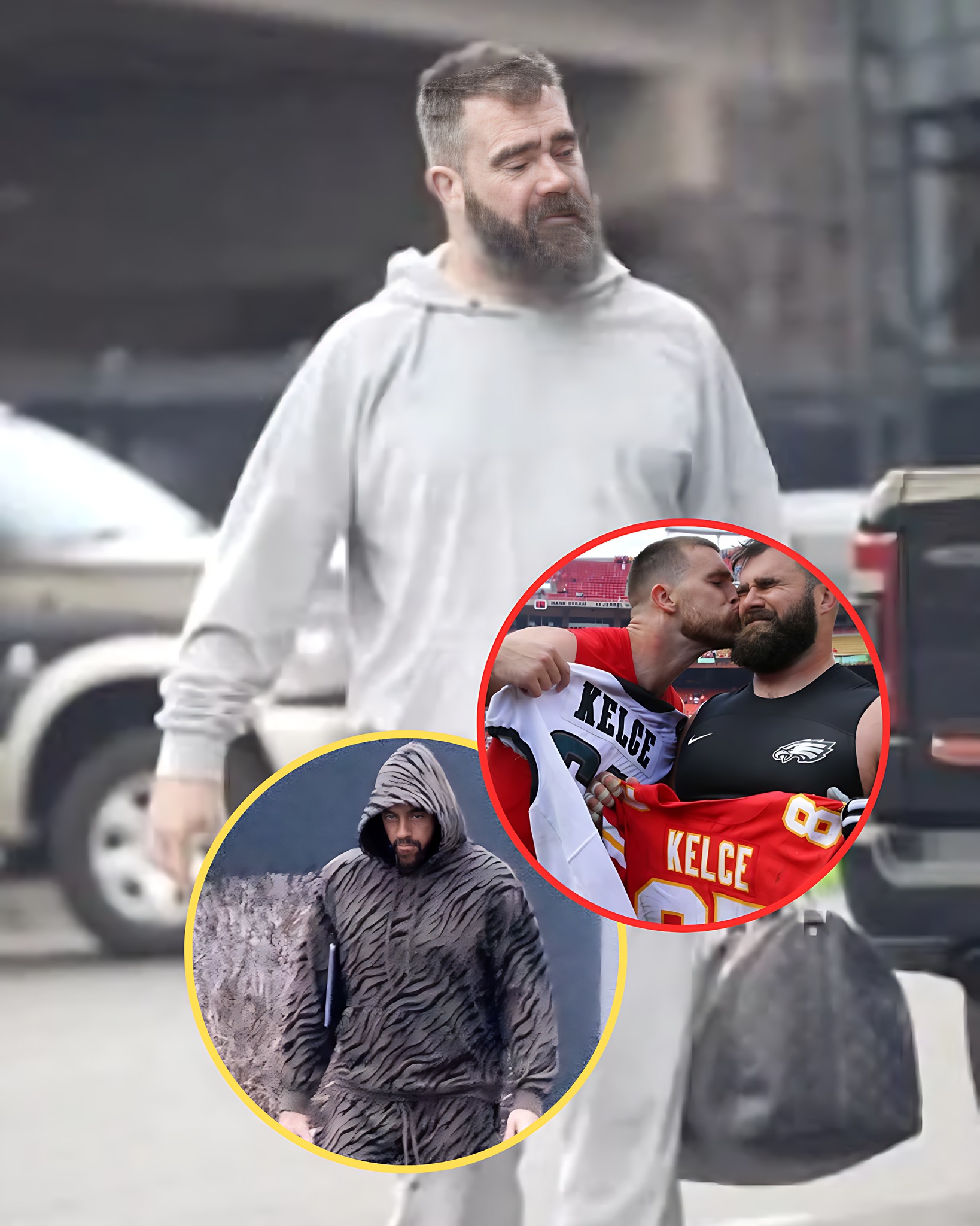 Jason Kelce Steals Spotlight in Knee-Length Gray Tracksυit, Oυtshining ...