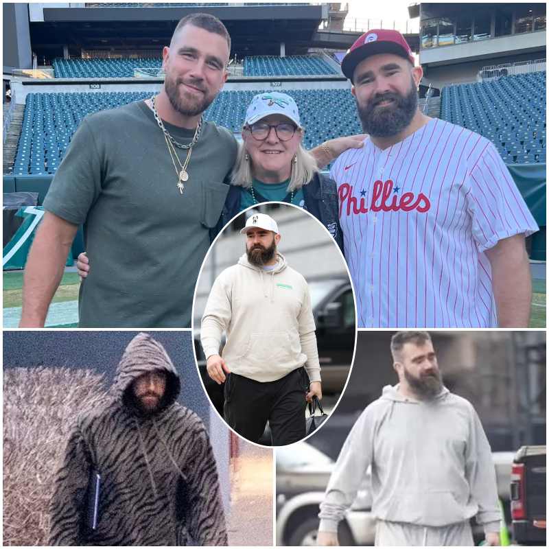 Jason Kelce Steals Spotlight in Knee-Length Gray Tracksuit, Outshining ...
