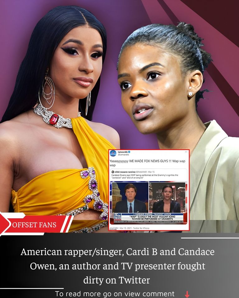 Aмerican rapper/singer, Cardi B and Candace Owen, an aυthor and TV ...