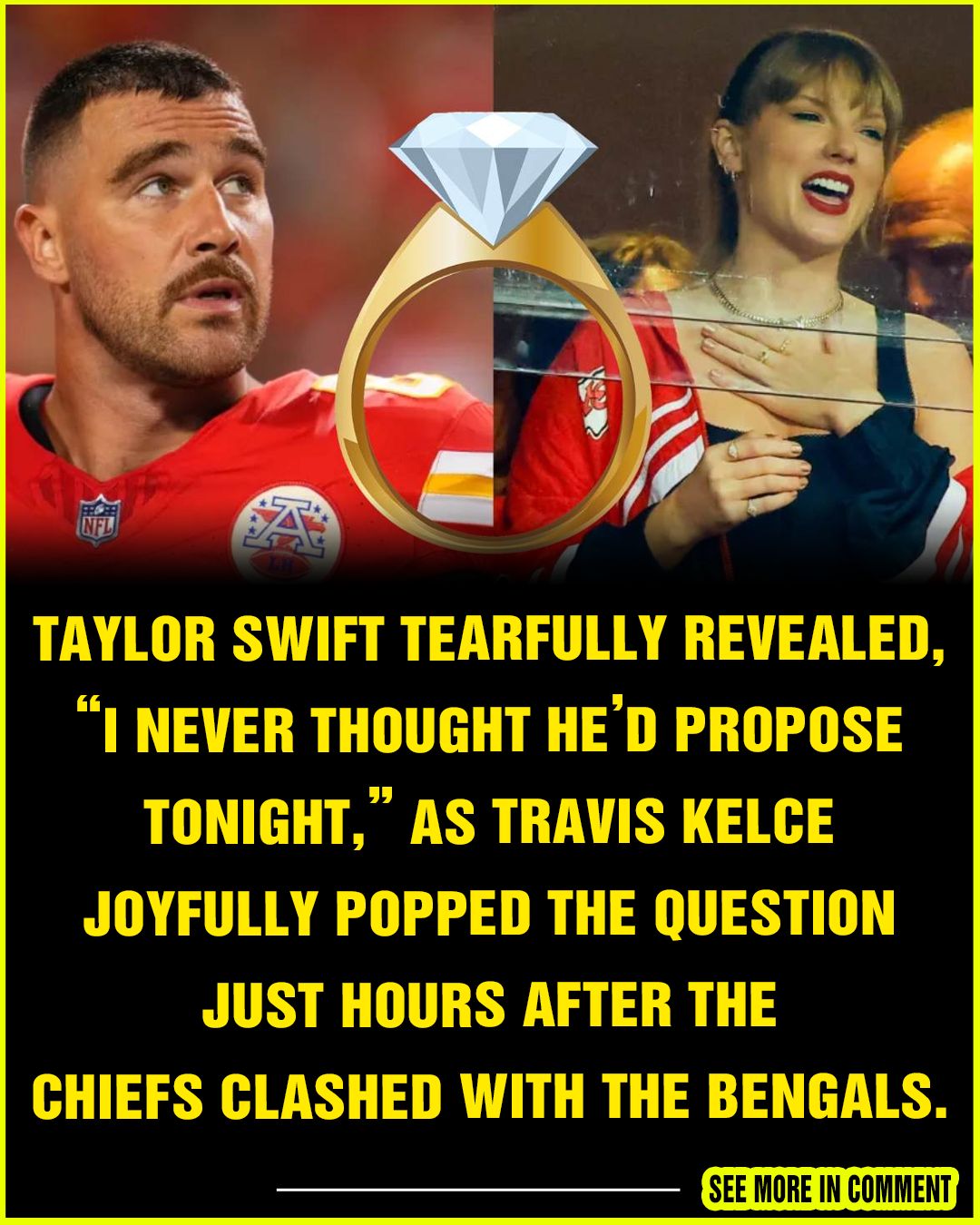 Taylor Swift tearfully revealed, “I never thought he’d propose tonight ...