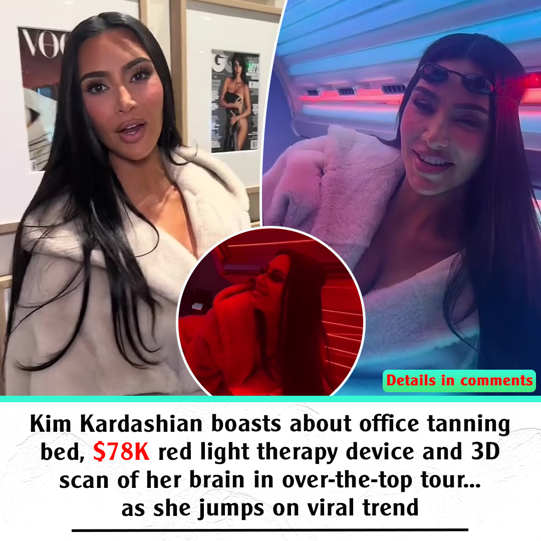 Kim Kardashian boasts about office tanning bed, $78K red light therapy device and 3D scan of her ...