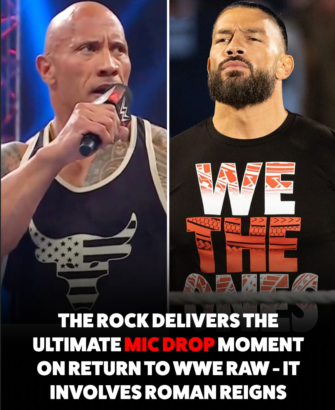 The Rock delivers ultimate mic drop moment involving Roman Reigns on ...