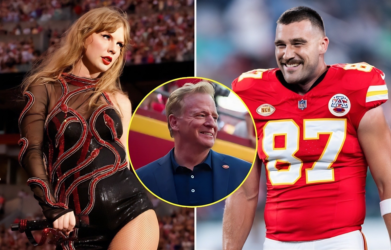 NFL Coммissioner Roger Goodell gives Travis Kelce-Taylor Swift ...