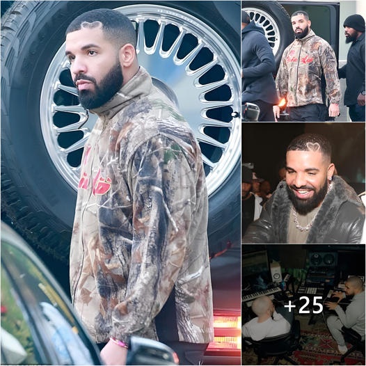 The Cameras Spotted Drake With His Signature Heart-shaped Haircut While ...