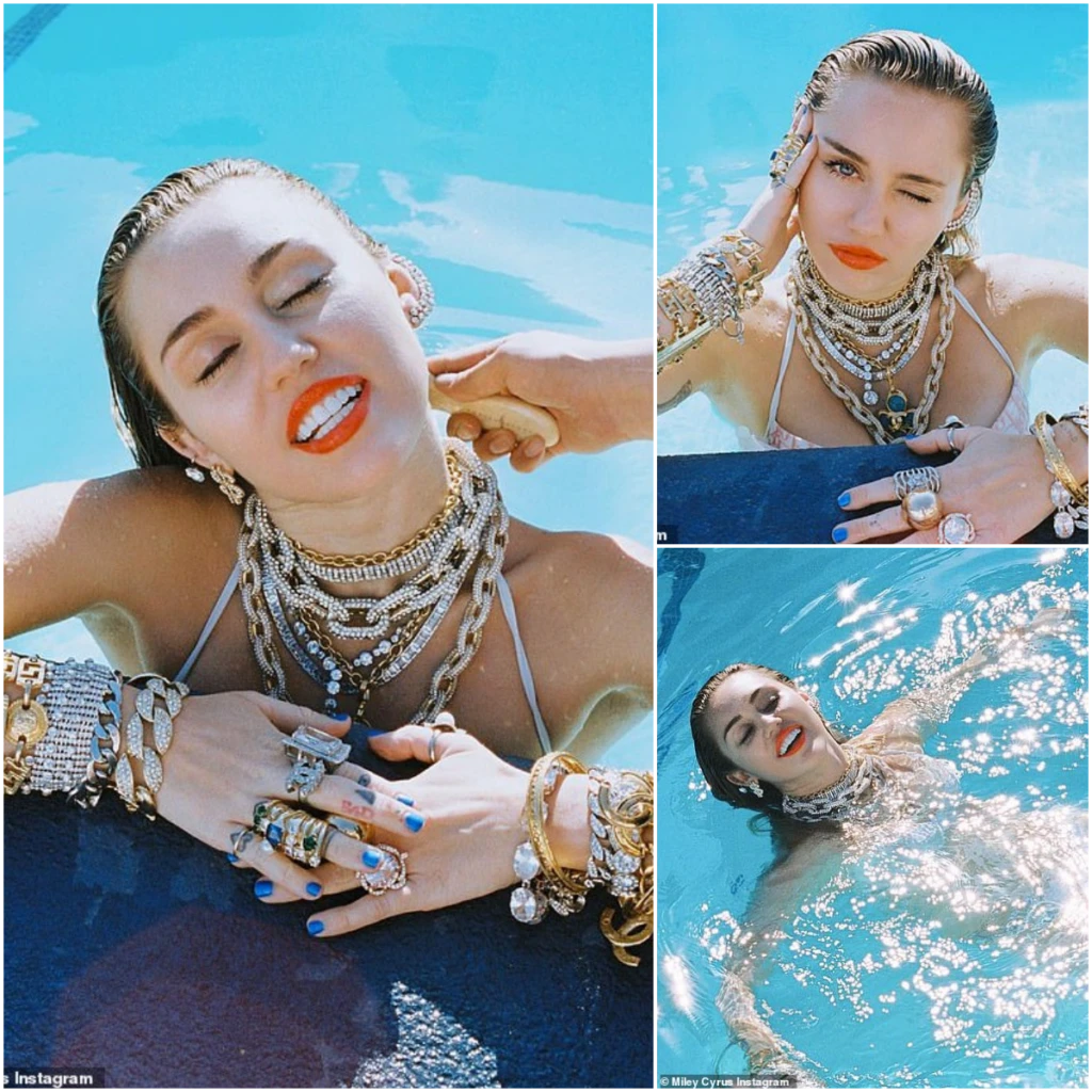 Miley Cyrus bares it all and enjoys the company of a furry friend amidst the desert in an ...
