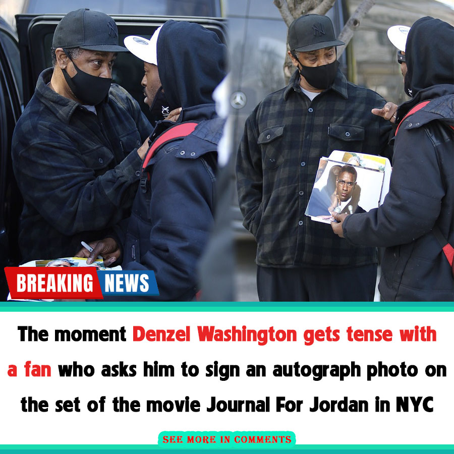 The moment Denzel Washington gets tense with a fan who asks him to sign ...