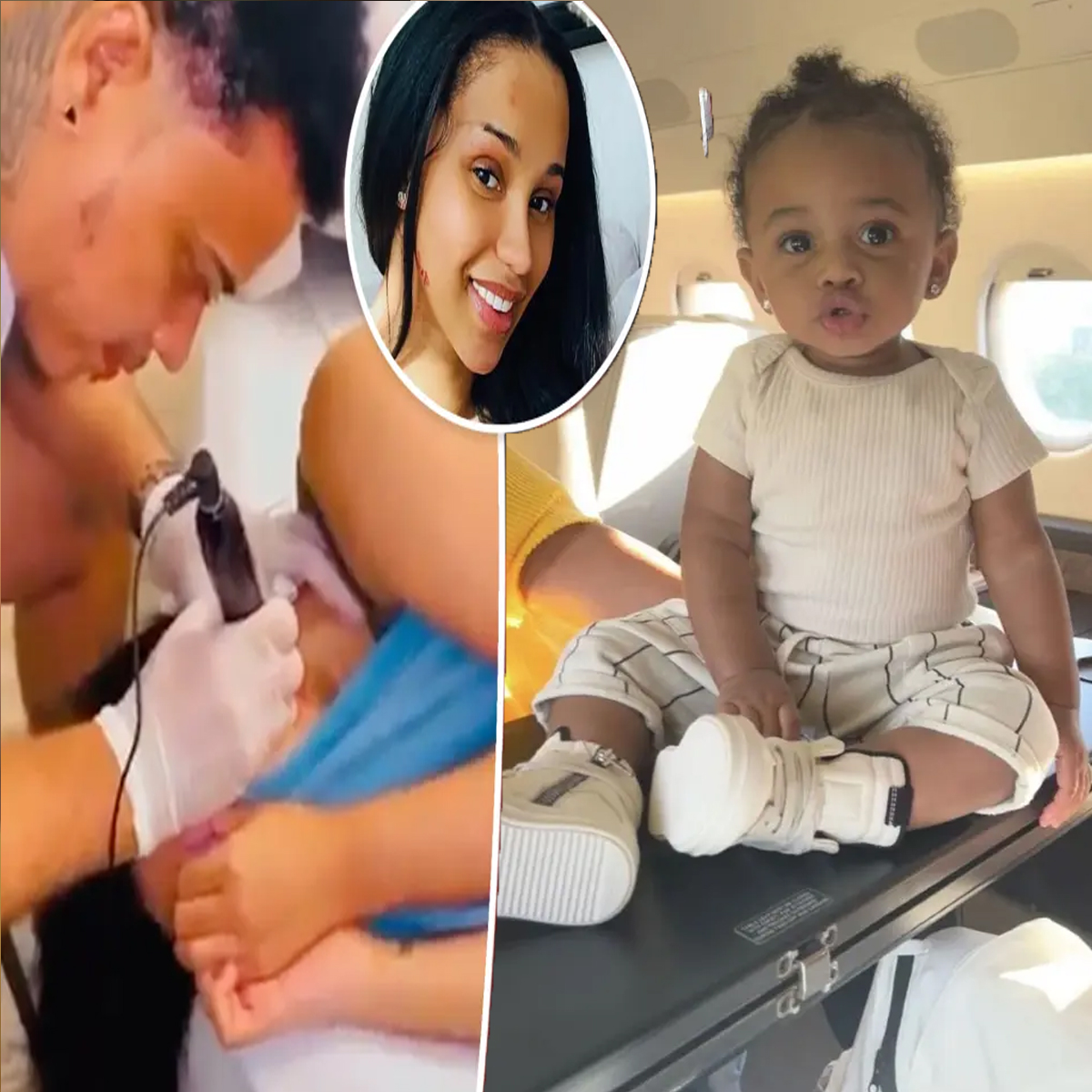 (X) Cardi B shares first close-up look at face tattoo for son Wave ...