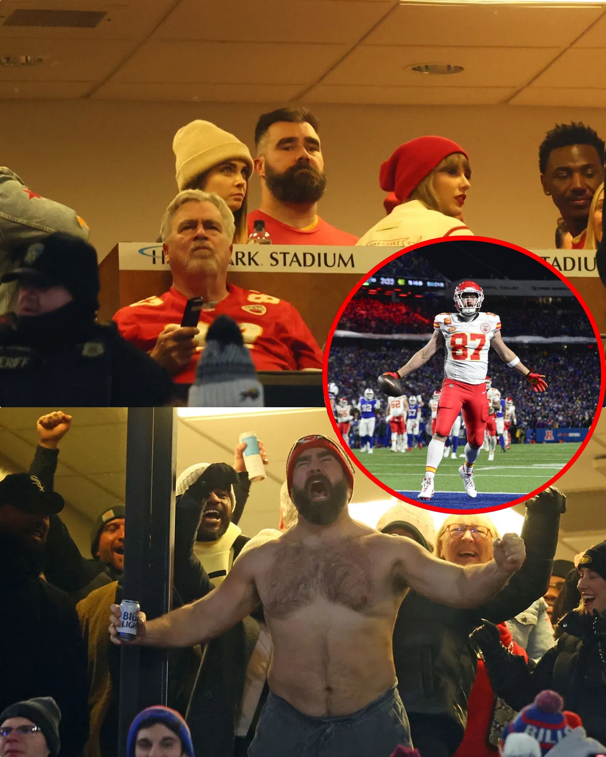Drinking and shirtless, Jason Kelce – aka Chiefs’ ‘No. 1 hype man’ – steals the show during win ...