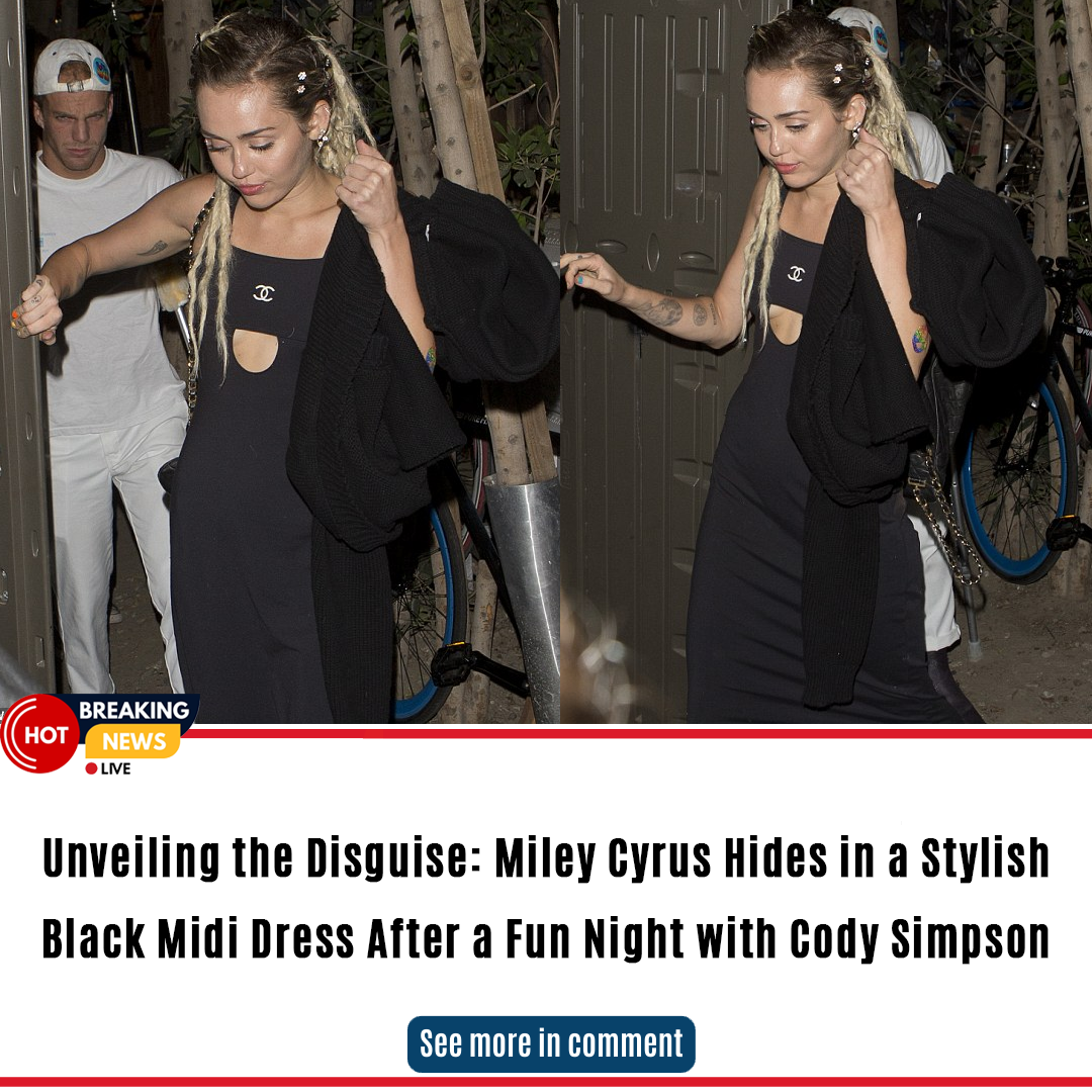 Unveiling the Disguise: Miley Cyrus Hides in a Stylish Black Midi Dress ...