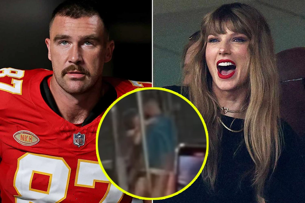 Taylor Swift ran into her boyfriend Travis Kelce's arms and planted a passionate smooch on the ...