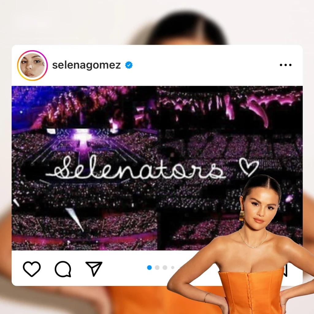 Selena Gomez posts a photo of fans on the revival tour, a tour entirely in small Arenas, with ...