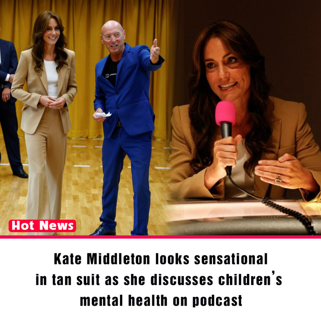 Kate Middleton looks sensational in tan suit as she discusses children ...