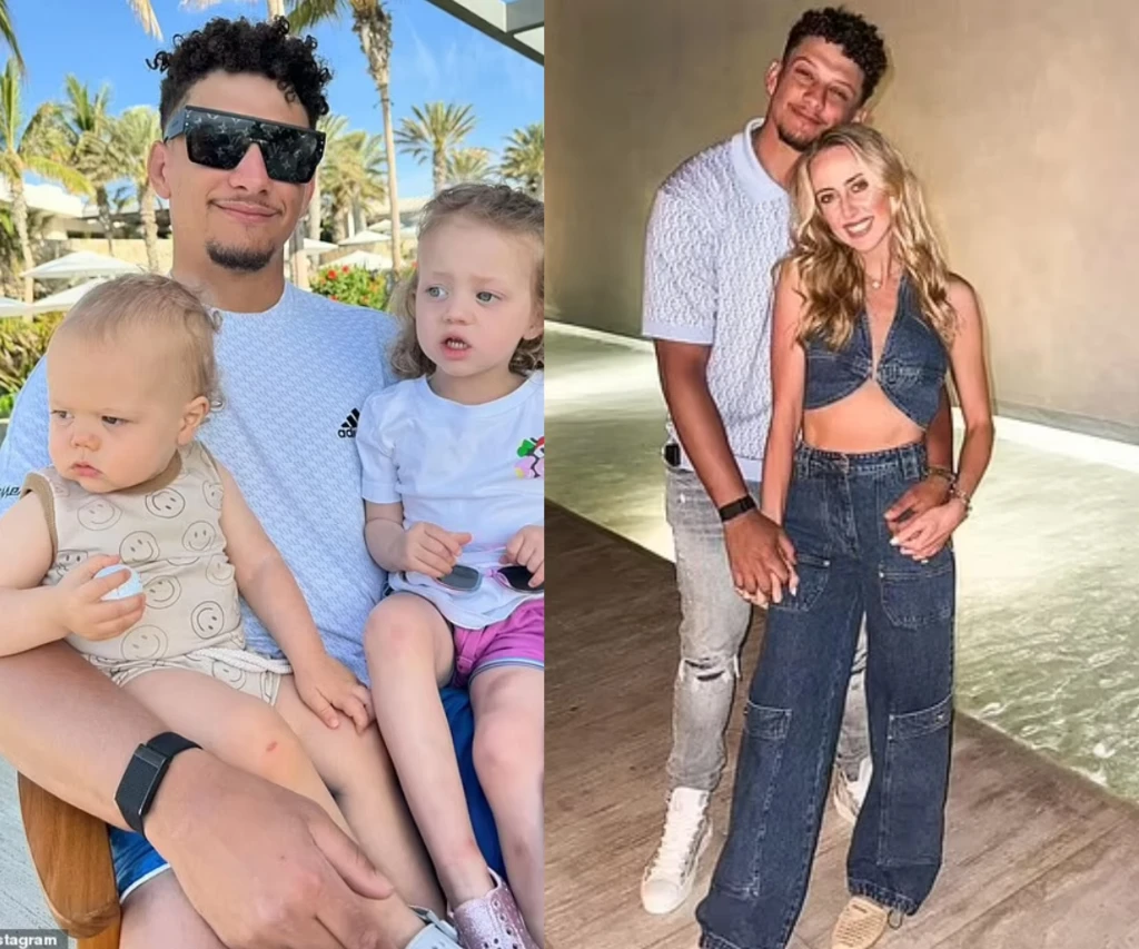 Brittany Mahomes rocks double-denim as she shares adorable holiday photos with Super Bowl champ ...
