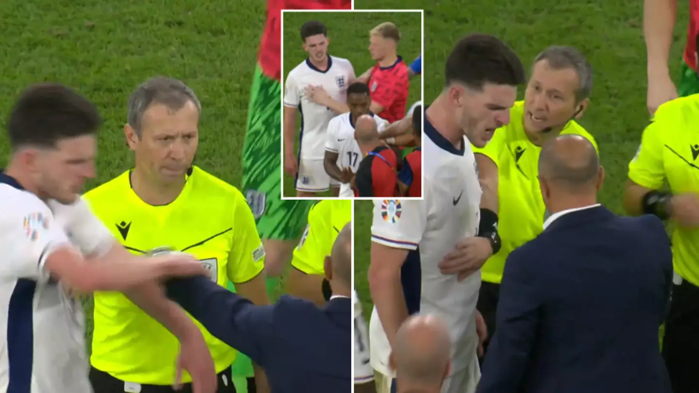 Declan Rice held back by teammates as he has altercation with Slovakia ...
