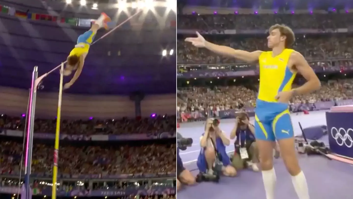 Olympic pole vaulter sends whole stadium wild by setting insane world ...